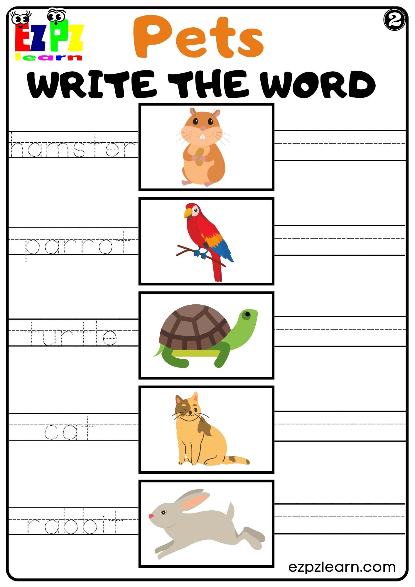 Pets Write The Word Set 2 Worksheet For Kids And ESL PDF Download Pets Write The Word Set 2 Worksheet For Kids And ESL PDF Download